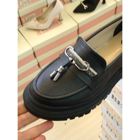 Cansu kadın mevsimlik ayakkabı taş detaylı siyah