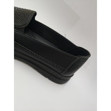 Casso Ortopedik taş detaylı anne ayakkabı siyah